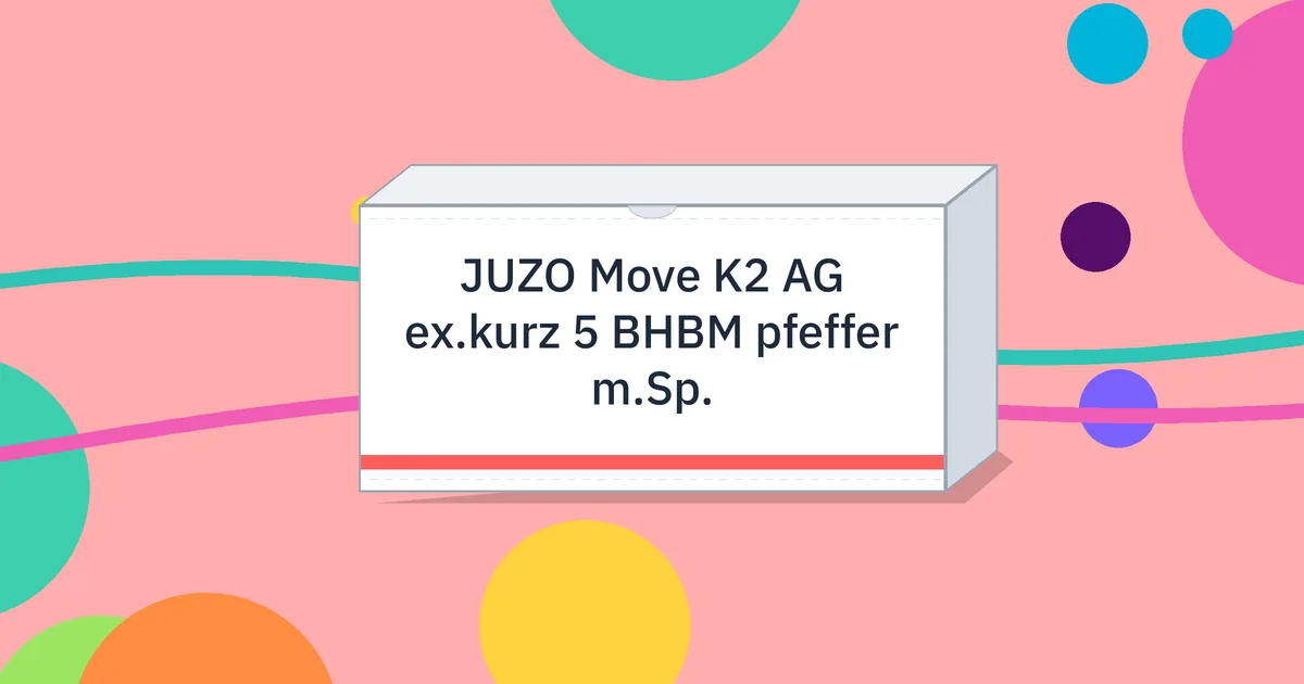 Symbolbild: Packung mit der Aufschrift JUZO Move K2 AG ex.kurz 5 BHBM pfeffer m.Sp. (PZN 16647873) – Verfügbarkeit und Bezug in Apotheken in Frankfurt am Main