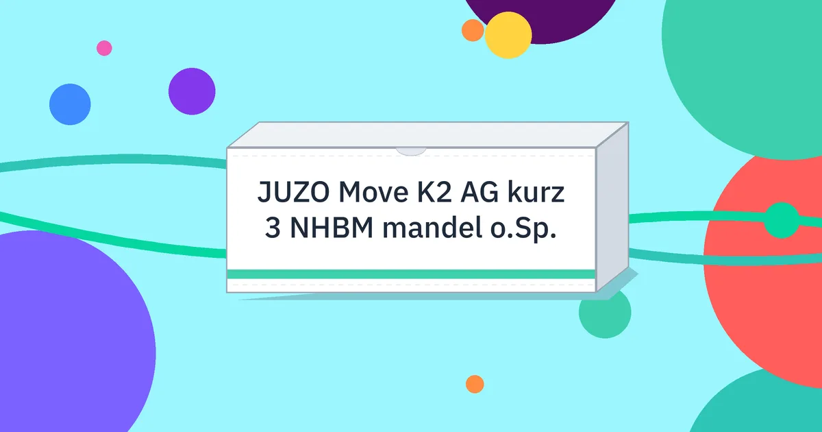 Symbolbild: Packung mit der Aufschrift JUZO Move K2 AG kurz 3 NHBM mandel o.Sp. (PZN 16642953) – Verfügbarkeit und Bezug in Apotheken in Frankfurt am Main