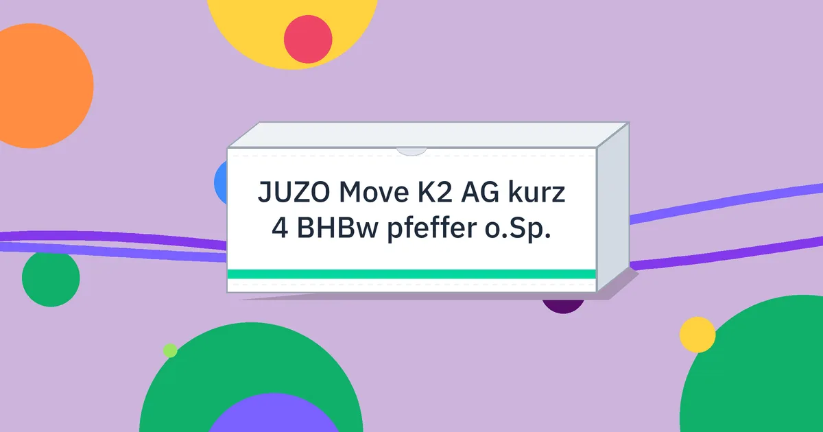 Symbolbild: Packung mit der Aufschrift JUZO Move K2 AG kurz 4 BHBw pfeffer o.Sp. (PZN 16646388) – Verfügbarkeit und Bezug in Apotheken in Frankfurt am Main