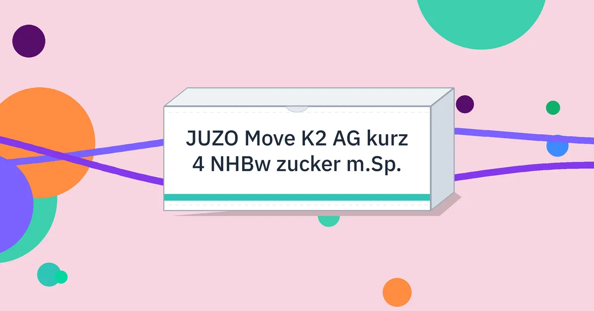 Symbolbild: Packung mit der Aufschrift JUZO Move K2 AG kurz 4 NHBw zucker m.Sp. (PZN 18526984) – Verfügbarkeit und Bezug in Apotheken in Frankfurt am Main