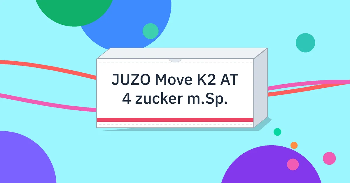 Symbolbild: Packung mit der Aufschrift JUZO Move K2 AT 4 zucker m.Sp. (PZN 20667479) – Verfügbarkeit und Bezug in Apotheken in Frankfurt am Main