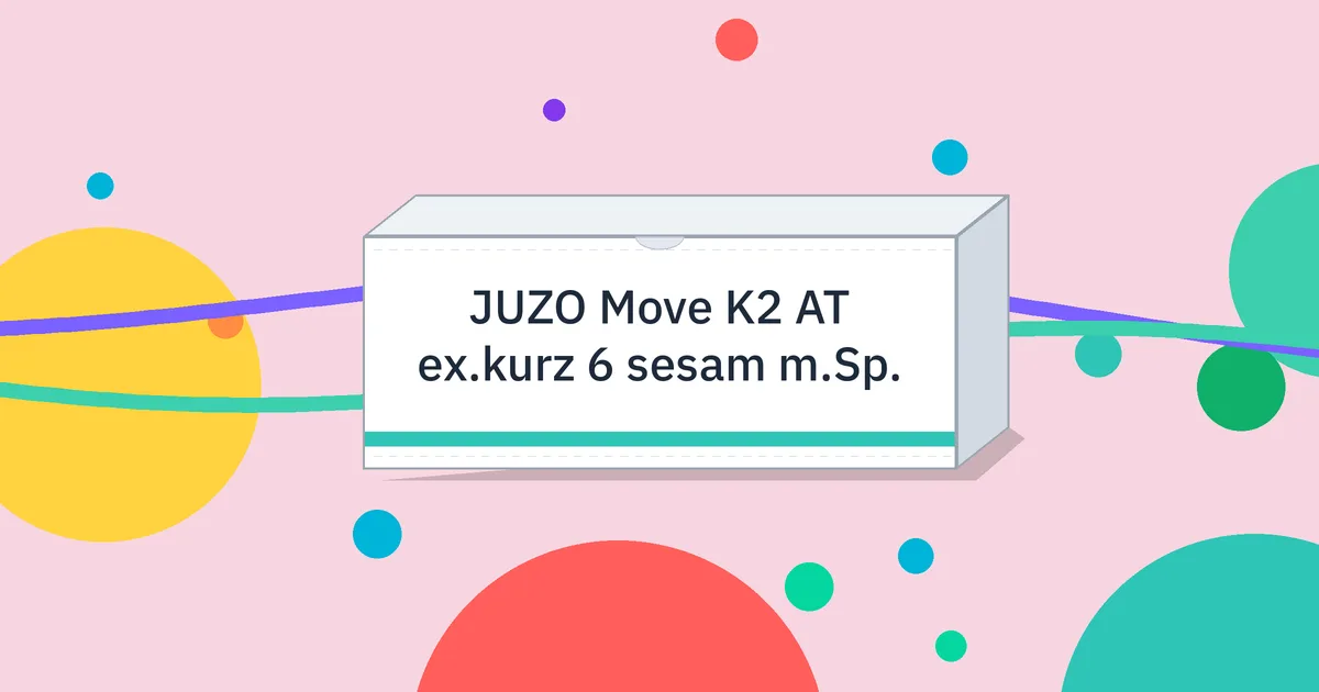 Symbolbild: Packung mit der Aufschrift JUZO Move K2 AT ex.kurz 6 sesam m.Sp. (PZN 20670783) – Verfügbarkeit und Bezug in Apotheken in Frankfurt am Main
