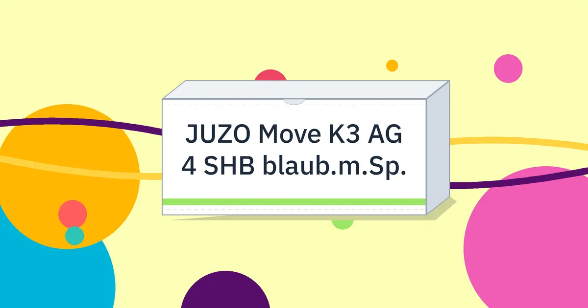 Symbolbild: Packung mit der Aufschrift JUZO Move K3 AG 4 SHB blaub.m.Sp. (PZN 18587201) – Verfügbarkeit und Bezug in Apotheken in Frankfurt am Main