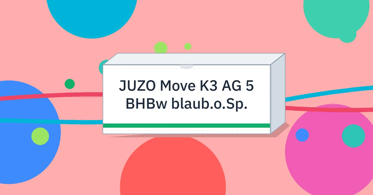 Symbolbild: Packung mit der Aufschrift JUZO Move K3 AG 5 BHBw blaub.o.Sp. (PZN 18589660) – Verfügbarkeit und Bezug in Apotheken in Frankfurt am Main