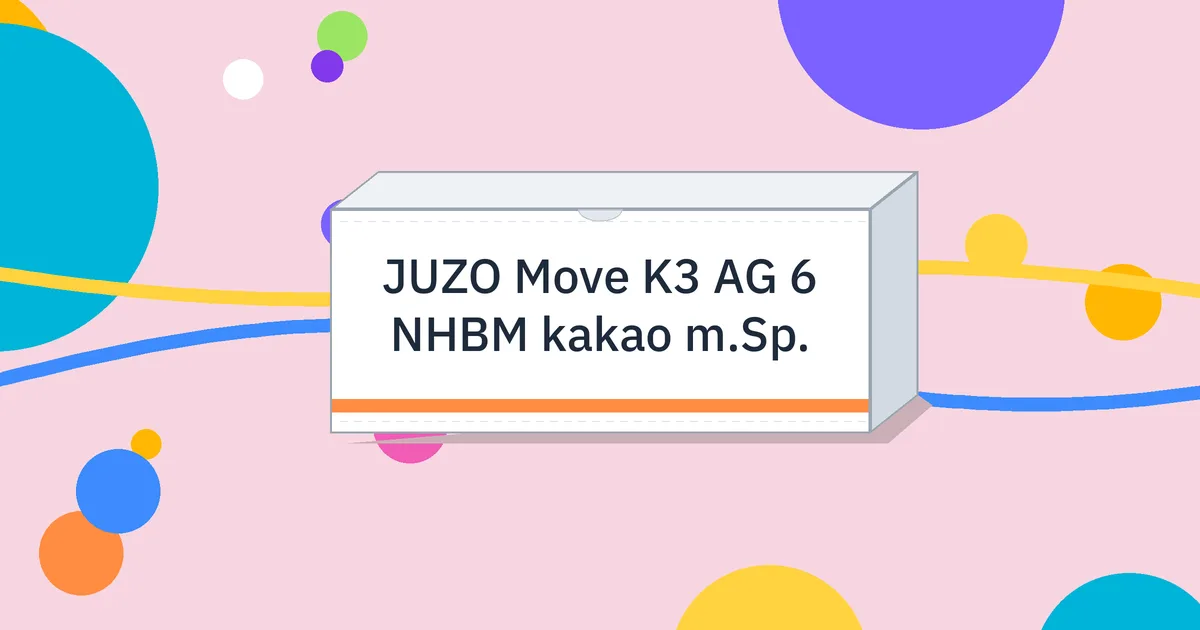 Symbolbild: Packung mit der Aufschrift JUZO Move K3 AG 6 NHBM kakao m.Sp. (PZN 18586710) – Verfügbarkeit und Bezug in Apotheken in Frankfurt am Main