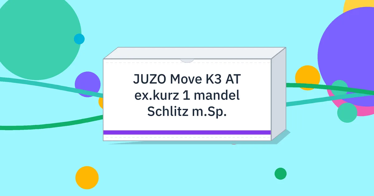 Symbolbild: Packung mit der Aufschrift JUZO Move K3 AT ex.kurz 1 mandel Schlitz m.Sp. (PZN 20681172) – Verfügbarkeit und Bezug in Apotheken in Frankfurt am Main