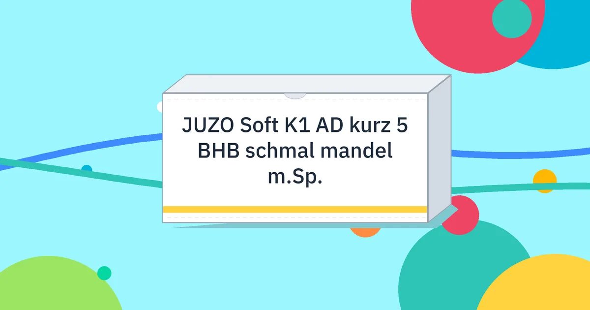 Symbolbild: Packung mit der Aufschrift JUZO Soft K1 AD kurz 5 BHB schmal mandel m.Sp. (PZN 15461882) – Verfügbarkeit und Bezug in Apotheken in Frankfurt am Main