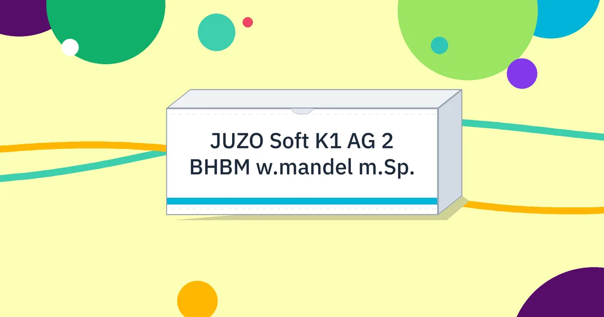 Symbolbild: Packung mit der Aufschrift JUZO Soft K1 AG 2 BHBM w.mandel m.Sp. (PZN 14863058) – Verfügbarkeit und Bezug in Apotheken in Frankfurt am Main