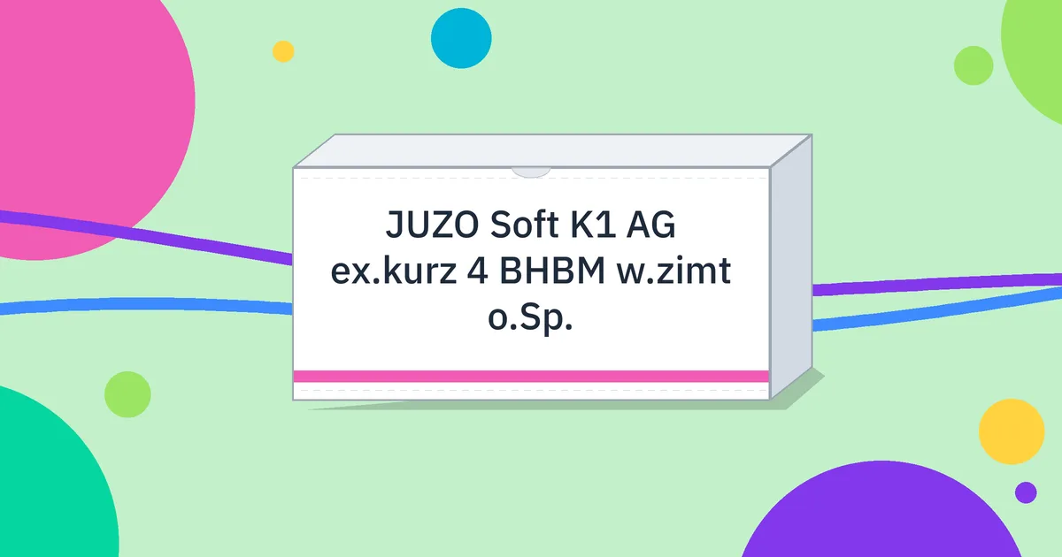 Symbolbild: Packung mit der Aufschrift JUZO Soft K1 AG ex.kurz 4 BHBM w.zimt o.Sp. (PZN 14866097) – Verfügbarkeit und Bezug in Apotheken in Frankfurt am Main