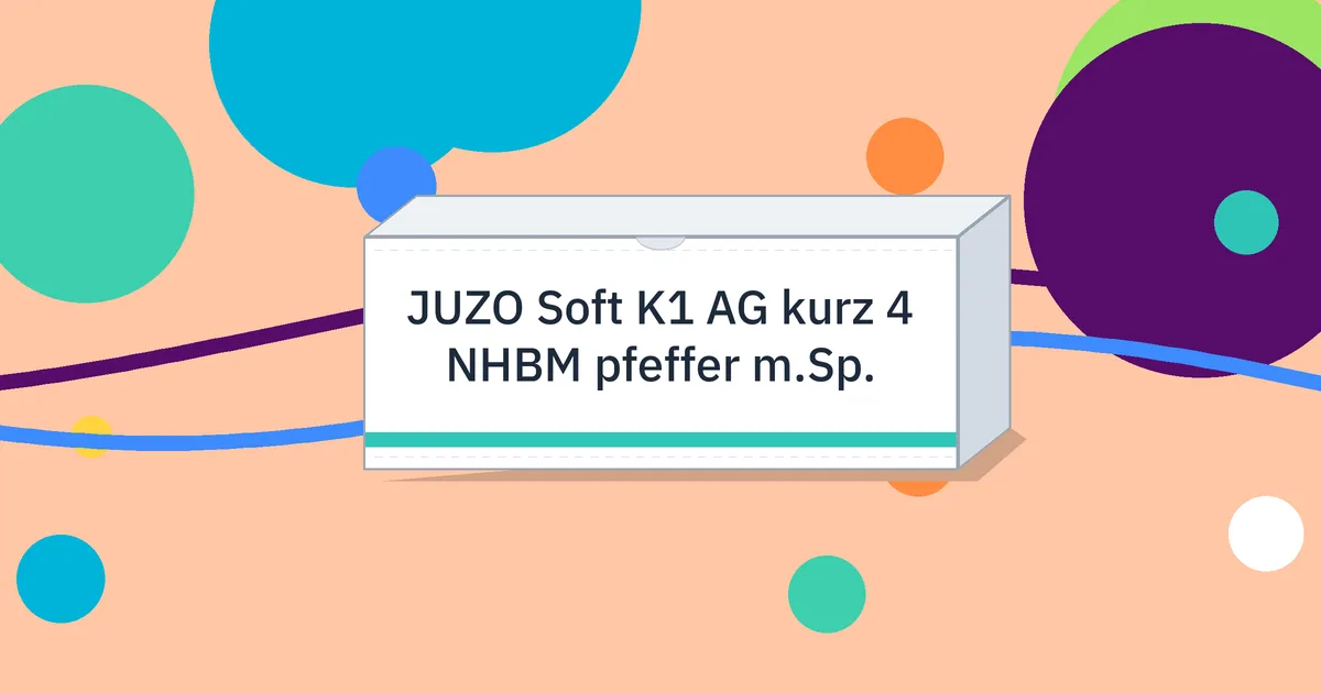 Symbolbild: Packung mit der Aufschrift JUZO Soft K1 AG kurz 4 NHBM pfeffer m.Sp. (PZN 15000052) – Verfügbarkeit und Bezug in Apotheken in Frankfurt am Main