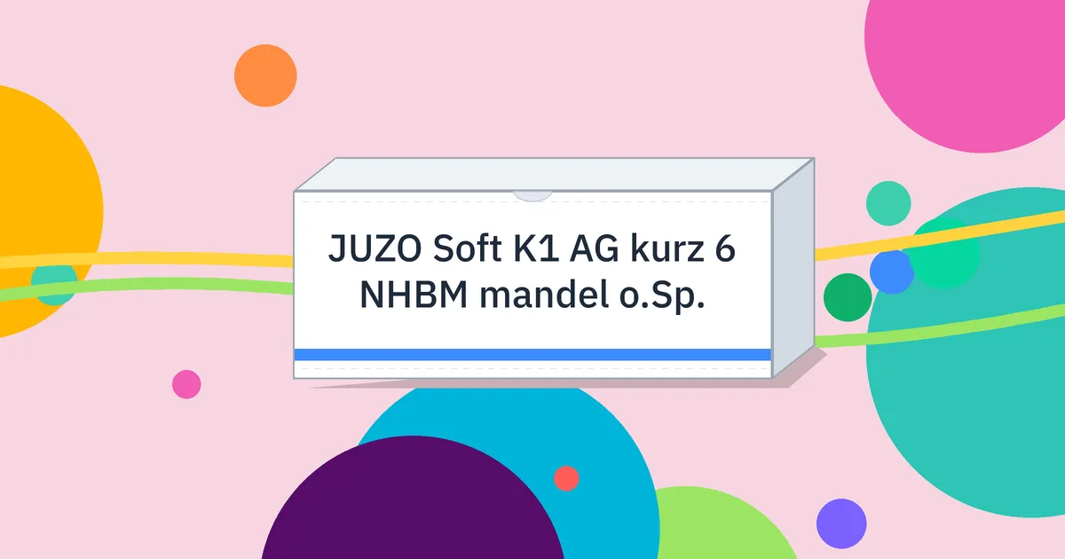 Symbolbild: Packung mit der Aufschrift JUZO Soft K1 AG kurz 6 NHBM mandel o.Sp. (PZN 14996687) – Verfügbarkeit und Bezug in Apotheken in Frankfurt am Main