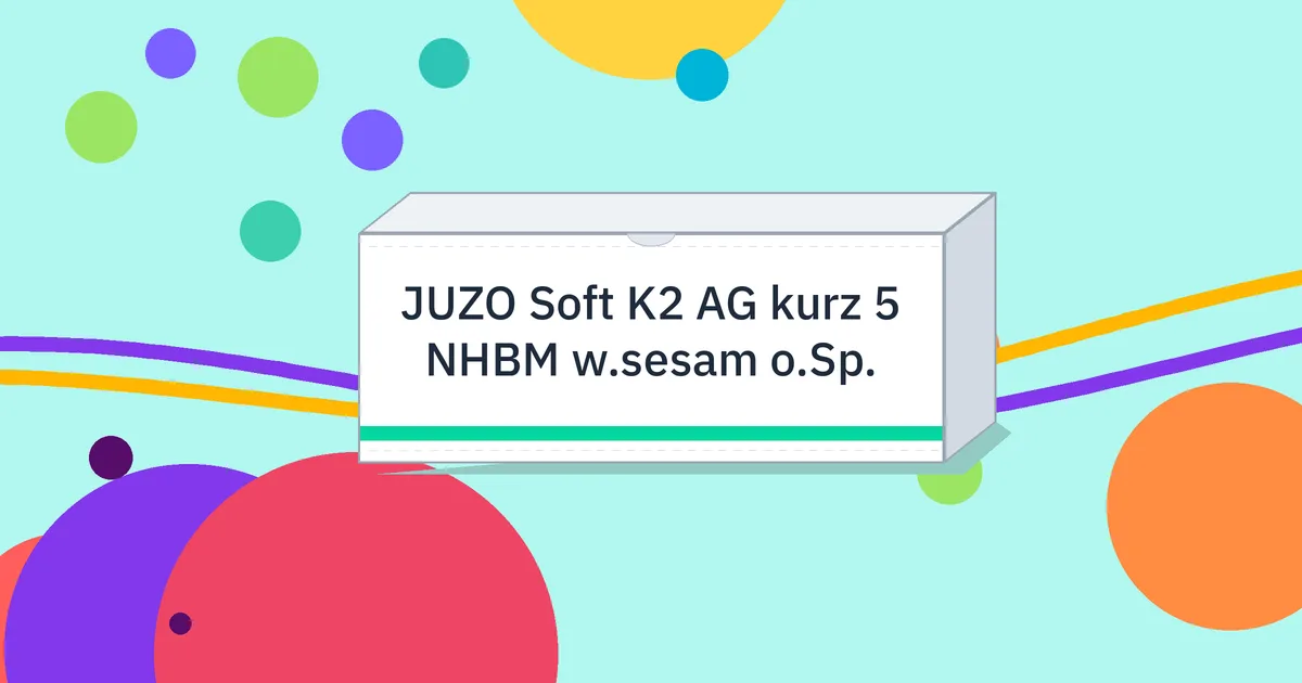 Symbolbild: Packung mit der Aufschrift JUZO Soft K2 AG kurz 5 NHBM w.sesam o.Sp. (PZN 15001896) – Verfügbarkeit und Bezug in Apotheken in Frankfurt am Main