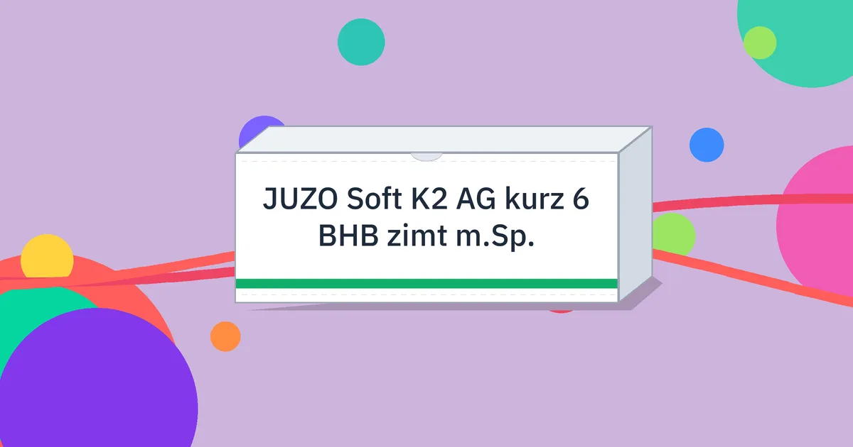 Symbolbild: Packung mit der Aufschrift JUZO Soft K2 AG kurz 6 BHB zimt m.Sp. (PZN 14826057) – Verfügbarkeit und Bezug in Apotheken in Frankfurt am Main