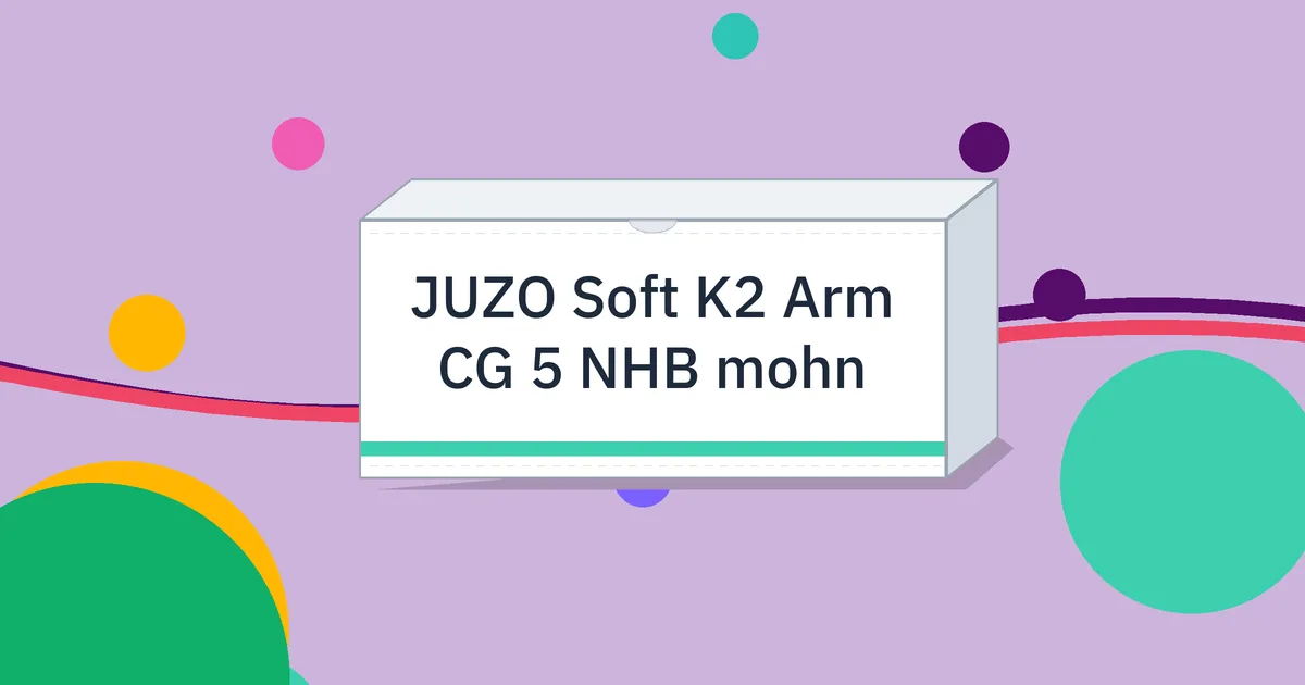 Symbolbild: Packung mit der Aufschrift JUZO Soft K2 Arm CG 5 NHB mohn (PZN 15511054) – Verfügbarkeit und Bezug in Apotheken in Frankfurt am Main