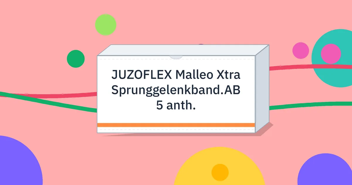 Symbolbild: Packung mit der Aufschrift JUZOFLEX Malleo Xtra Sprunggelenkband.AB 5 anth. (PZN 16635976) – Verfügbarkeit und Bezug in Apotheken in Frankfurt am Main