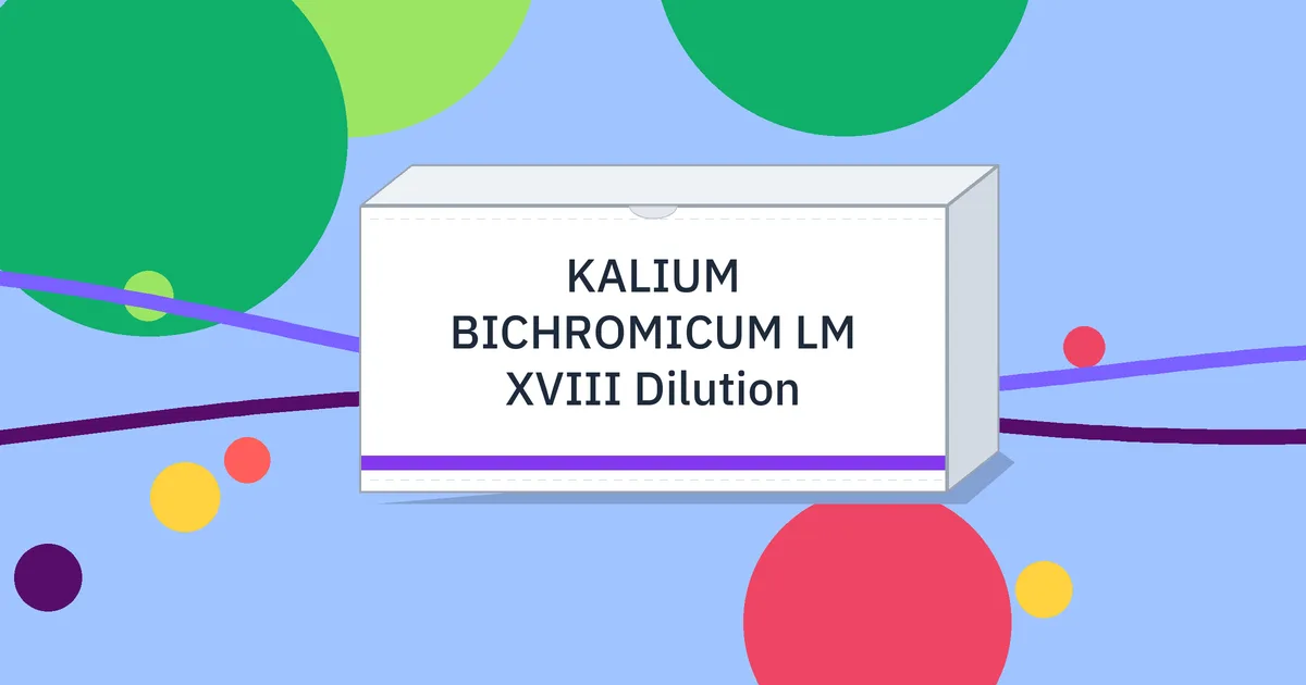 Symbolbild: Packung mit der Aufschrift KALIUM BICHROMICUM LM XVIII Dilution (PZN 02668564) – Verfügbarkeit und Bezug in Apotheken in Frankfurt am Main
