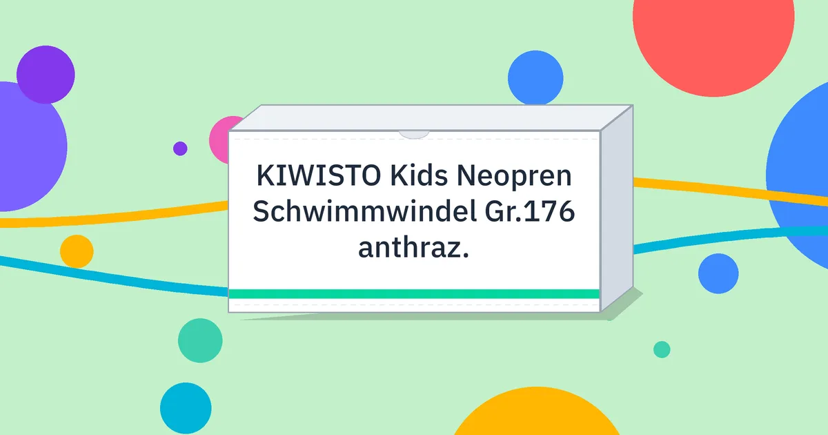 Symbolbild: Packung mit der Aufschrift KIWISTO Kids Neopren Schwimmwindel Gr.176 anthraz. (PZN 16589644) – Verfügbarkeit und Bezug in Apotheken in Frankfurt am Main