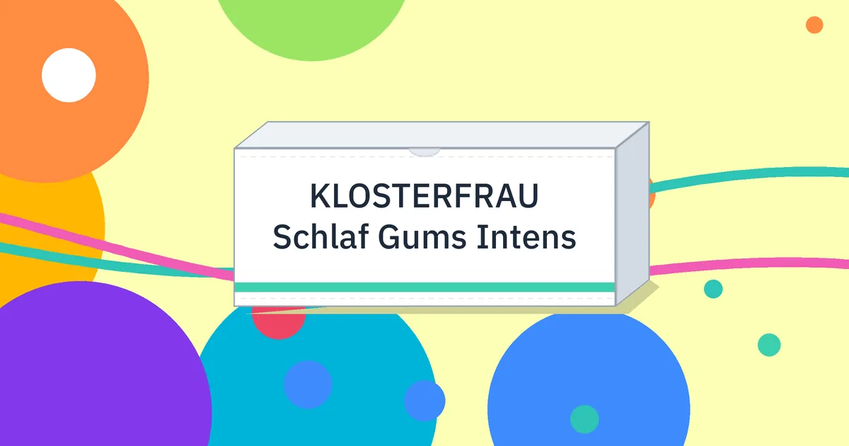 Symbolbild: Packung mit der Aufschrift KLOSTERFRAU Schlaf Gums Intens (PZN 19230346) – Verfügbarkeit und Bezug in Apotheken in Frankfurt am Main