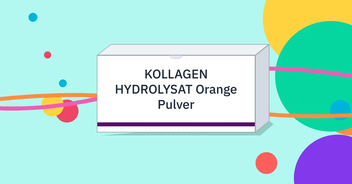 Symbolbild: Packung mit der Aufschrift KOLLAGEN HYDROLYSAT Orange Pulver (PZN 11101773) – Verfügbarkeit und Bezug in Apotheken in Frankfurt am Main