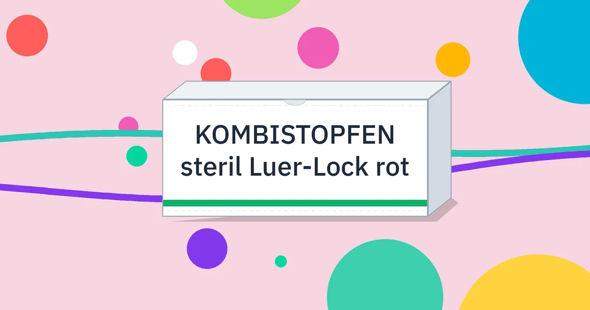 Symbolbild: Packung mit der Aufschrift KOMBISTOPFEN steril Luer-Lock rot (PZN 16507310) – Verfügbarkeit und Bezug in Apotheken in Frankfurt am Main