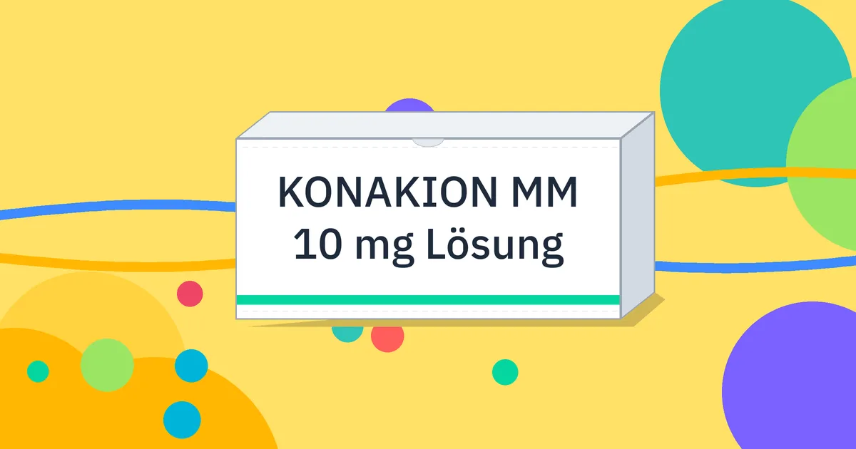 Symbolbild: Packung mit der Aufschrift KONAKION MM 10 mg Lösung (PZN 11174772) – Verfügbarkeit und Bezug in Apotheken in Frankfurt am Main
