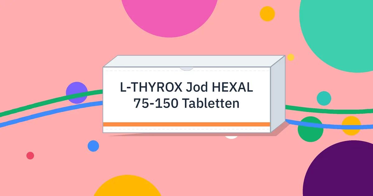 Symbolbild: Packung mit der Aufschrift L-THYROX Jod HEXAL 75-150 Tabletten (PZN 04116047) – Verfügbarkeit und Bezug in Apotheken in Frankfurt am Main