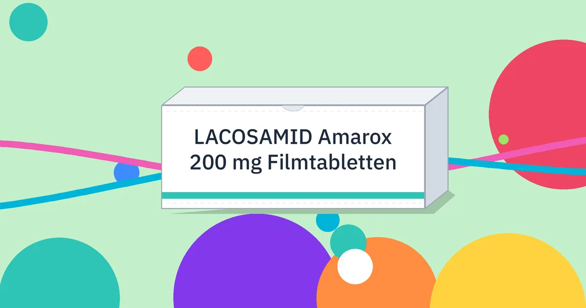 Symbolbild: Packung mit der Aufschrift LACOSAMID Amarox 200 mg Filmtabletten (PZN 18138503) – Verfügbarkeit und Bezug in Apotheken in Frankfurt am Main