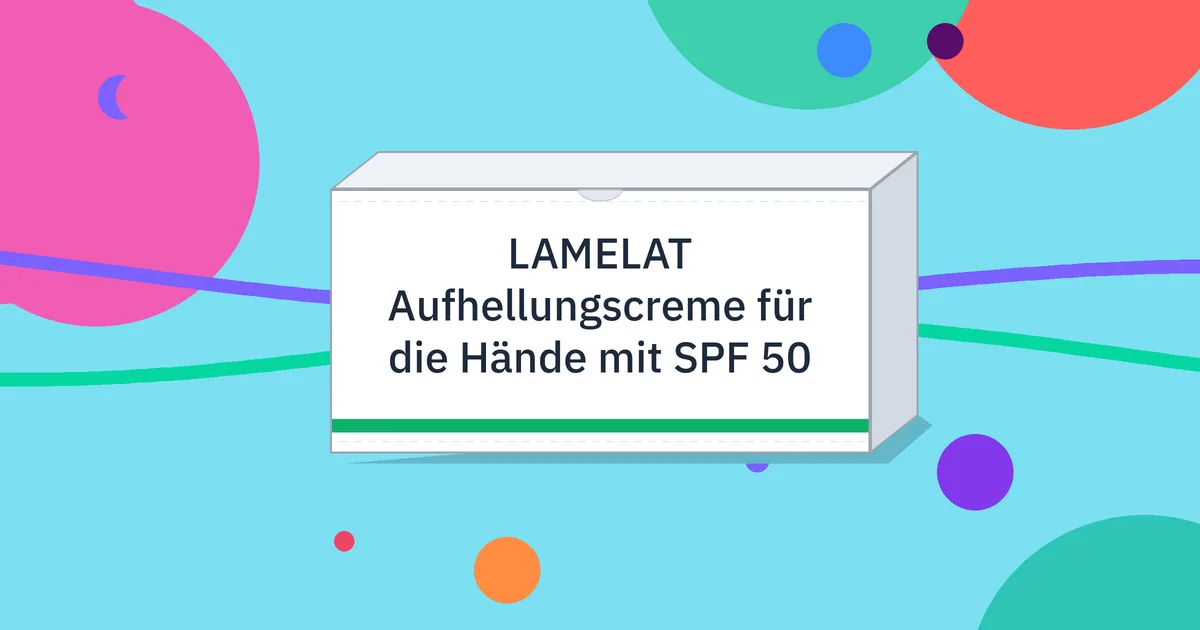 Symbolbild: Packung mit der Aufschrift LAMELAT Aufhellungscreme für die Hände mit SPF 50 (PZN 11342287) – Verfügbarkeit und Bezug in Apotheken in Frankfurt am Main