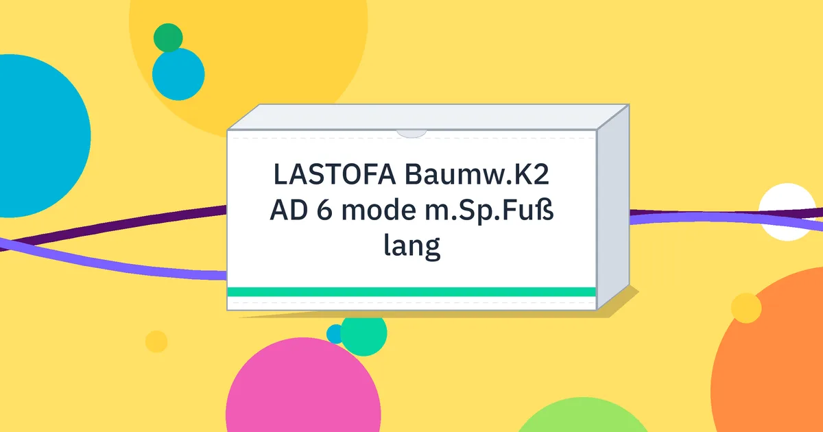 Symbolbild: Packung mit der Aufschrift LASTOFA Baumw.K2 AD 6 mode m.Sp.Fuß lang (PZN 01944045) – Verfügbarkeit und Bezug in Apotheken in Frankfurt am Main