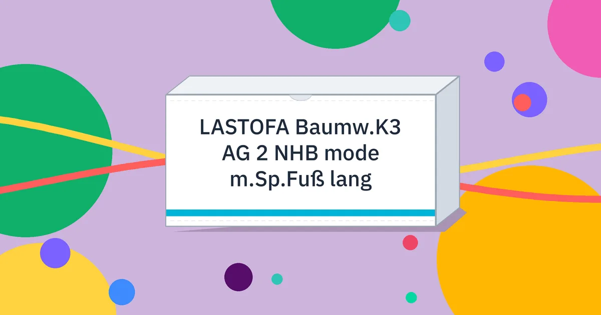 Symbolbild: Packung mit der Aufschrift LASTOFA Baumw.K3 AG 2 NHB mode m.Sp.Fuß lang (PZN 01954115) – Verfügbarkeit und Bezug in Apotheken in Frankfurt am Main