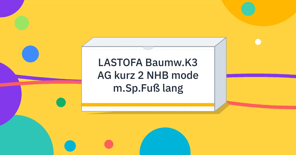 Symbolbild: Packung mit der Aufschrift LASTOFA Baumw.K3 AG kurz 2 NHB mode m.Sp.Fuß lang (PZN 01955221) – Verfügbarkeit und Bezug in Apotheken in Frankfurt am Main