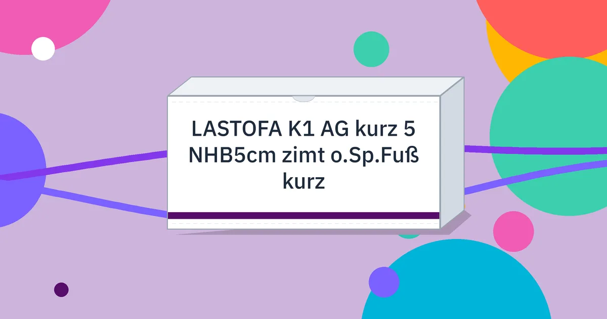 Symbolbild: Packung mit der Aufschrift LASTOFA K1 AG kurz 5 NHB5cm zimt o.Sp.Fuß kurz (PZN 13793172) – Verfügbarkeit und Bezug in Apotheken in Frankfurt am Main