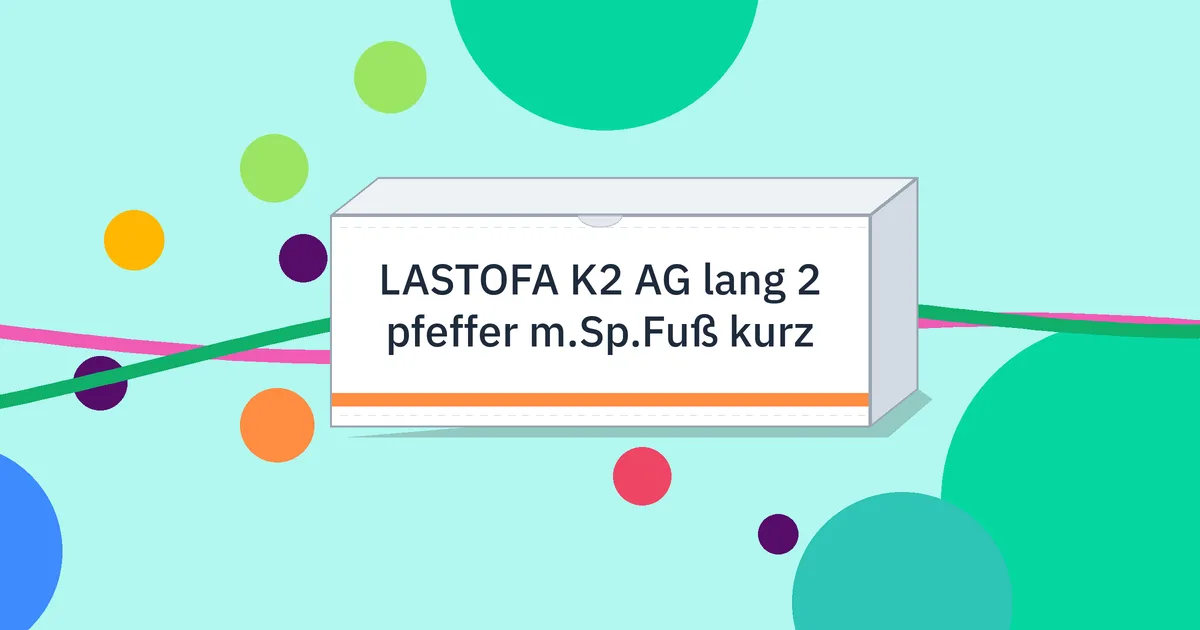 Symbolbild: Packung mit der Aufschrift LASTOFA K2 AG lang 2 pfeffer m.Sp.Fuß kurz (PZN 13803545) – Verfügbarkeit und Bezug in Apotheken in Frankfurt am Main