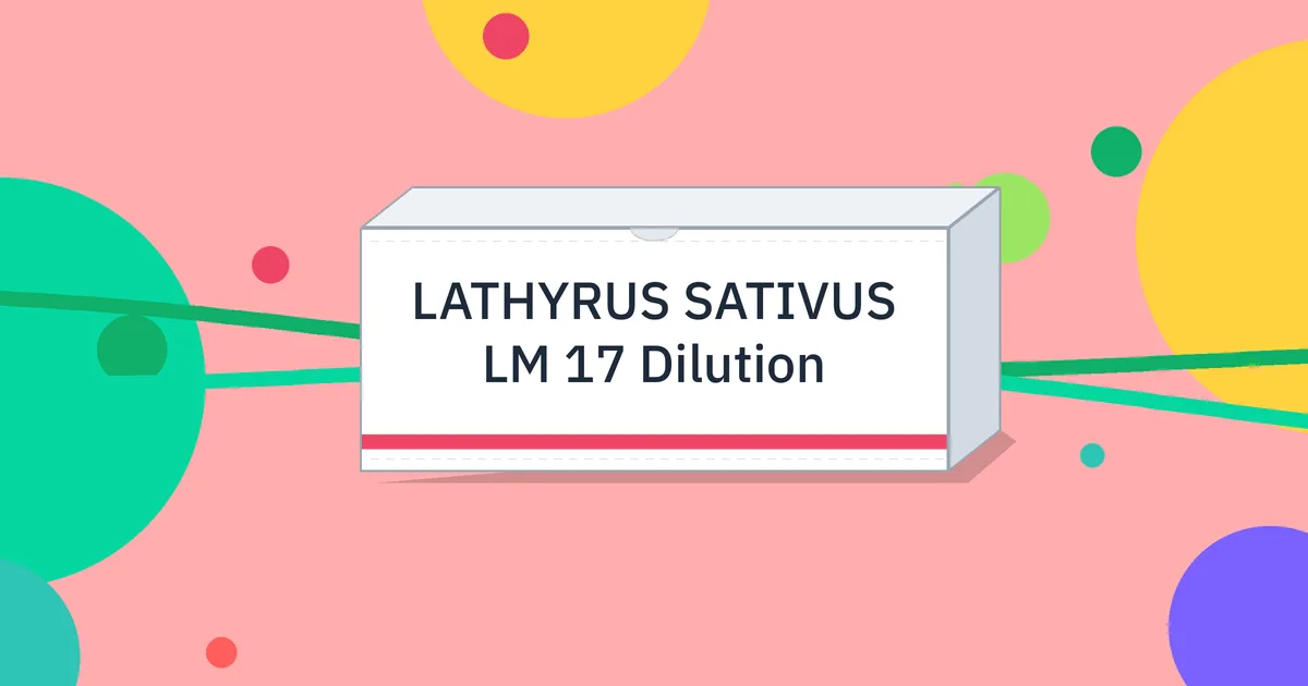 Symbolbild: Packung mit der Aufschrift LATHYRUS SATIVUS LM 17 Dilution (PZN 13523656) – Verfügbarkeit und Bezug in Apotheken in Frankfurt am Main