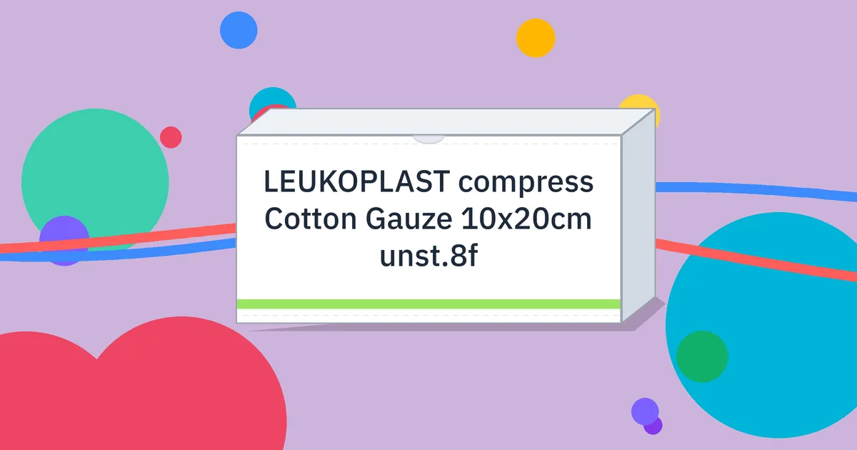 Symbolbild: Packung mit der Aufschrift LEUKOPLAST compress Cotton Gauze 10x20cm unst.8f (PZN 17207722) – Verfügbarkeit und Bezug in Apotheken in Frankfurt am Main