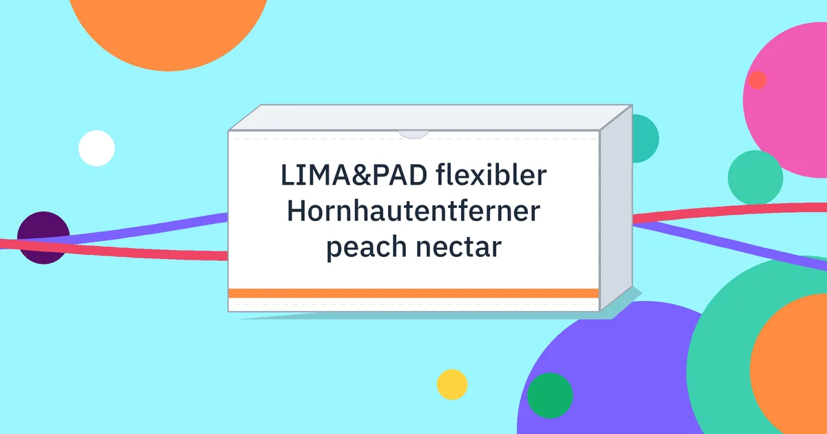 Symbolbild: Packung mit der Aufschrift LIMA&PAD flexibler Hornhautentferner peach nectar (PZN 20176072) – Verfügbarkeit und Bezug in Apotheken in Frankfurt am Main