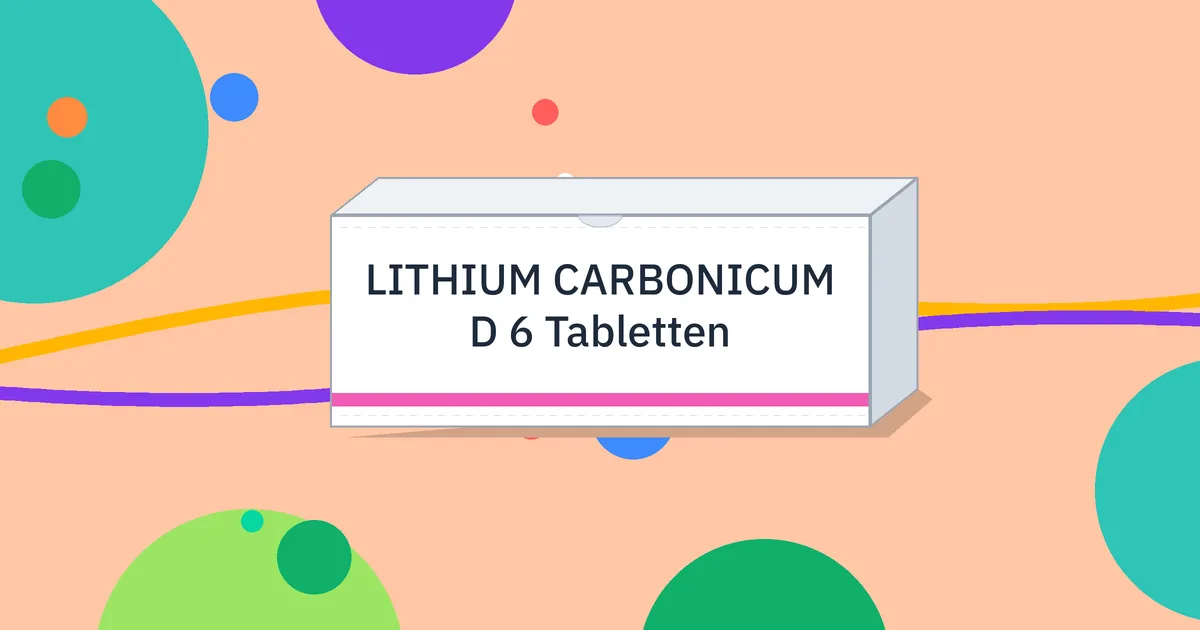 Symbolbild: Packung mit der Aufschrift LITHIUM CARBONICUM D 6 Tabletten (PZN 02118562) – Verfügbarkeit und Bezug in Apotheken in Frankfurt am Main