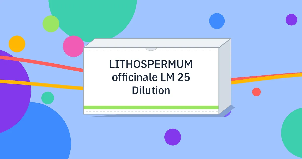 Symbolbild: Packung mit der Aufschrift LITHOSPERMUM officinale LM 25 Dilution (PZN 13532164) – Verfügbarkeit und Bezug in Apotheken in Frankfurt am Main