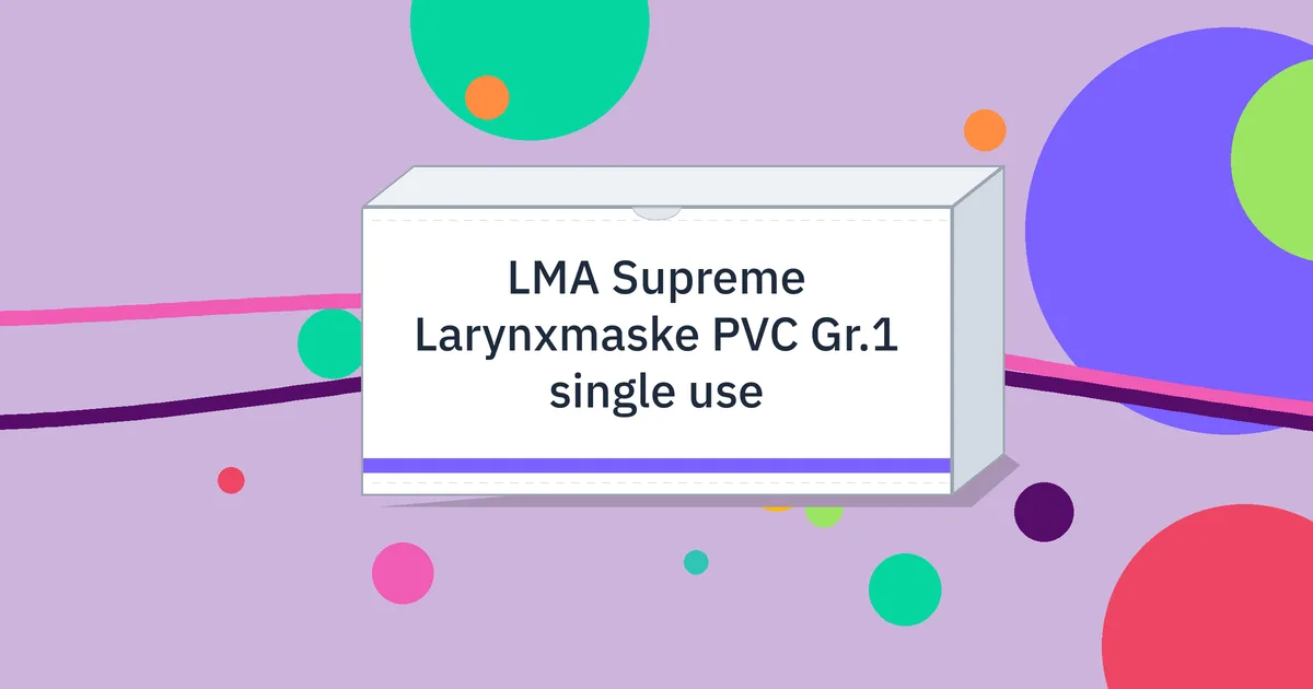Symbolbild: Packung mit der Aufschrift LMA Supreme Larynxmaske PVC Gr.1 single use (PZN 10848872) – Verfügbarkeit und Bezug in Apotheken in Frankfurt am Main