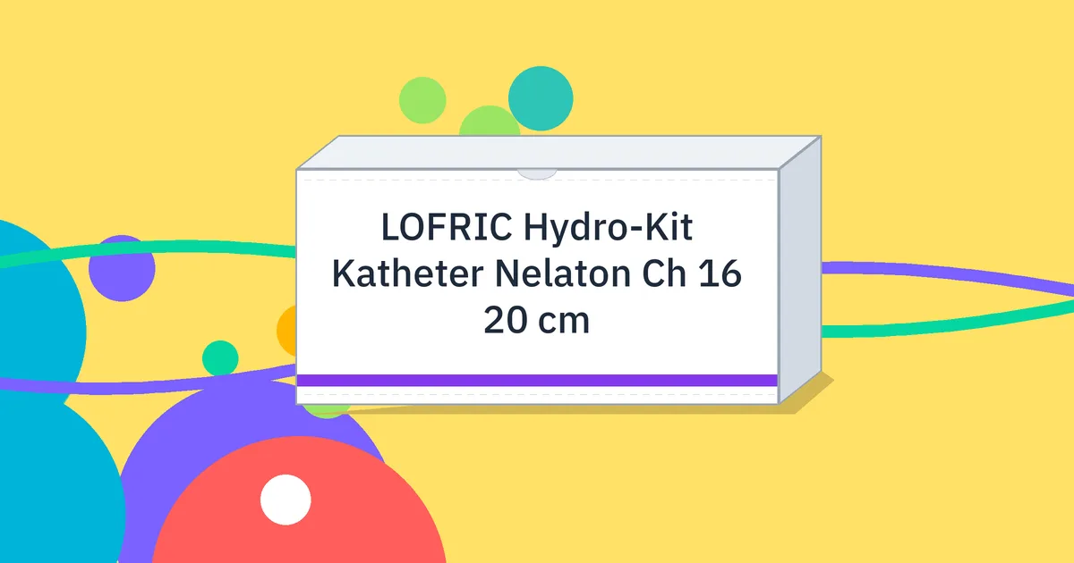 Symbolbild: Packung mit der Aufschrift LOFRIC Hydro-Kit Katheter Nelaton Ch 16 20 cm (PZN 17153883) – Verfügbarkeit und Bezug in Apotheken in Frankfurt am Main