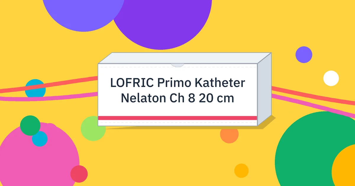 Symbolbild: Packung mit der Aufschrift LOFRIC Primo Katheter Nelaton Ch 8 20 cm (PZN 16672167) – Verfügbarkeit und Bezug in Apotheken in Frankfurt am Main
