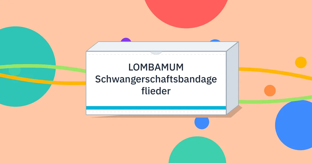 Symbolbild: Packung mit der Aufschrift LOMBAMUM Schwangerschaftsbandage flieder (PZN 19621880) – Verfügbarkeit und Bezug in Apotheken in Frankfurt am Main