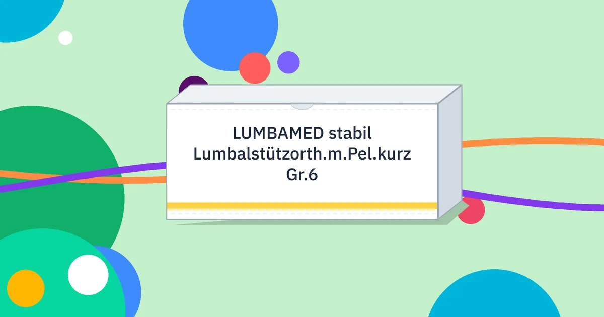 Symbolbild: Packung mit der Aufschrift LUMBAMED stabil Lumbalstützorth.m.Pel.kurz Gr.6 (PZN 04156130) – Verfügbarkeit und Bezug in Apotheken in Frankfurt am Main