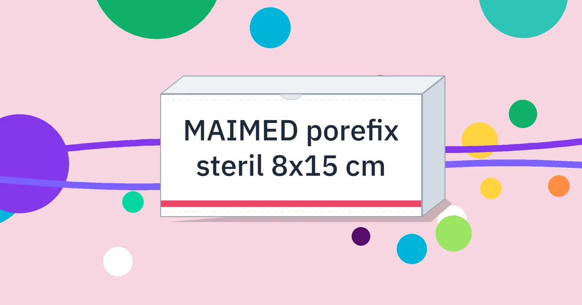 Symbolbild: Packung mit der Aufschrift MAIMED porefix steril 8x15 cm (PZN 15565133) – Verfügbarkeit und Bezug in Apotheken in Frankfurt am Main