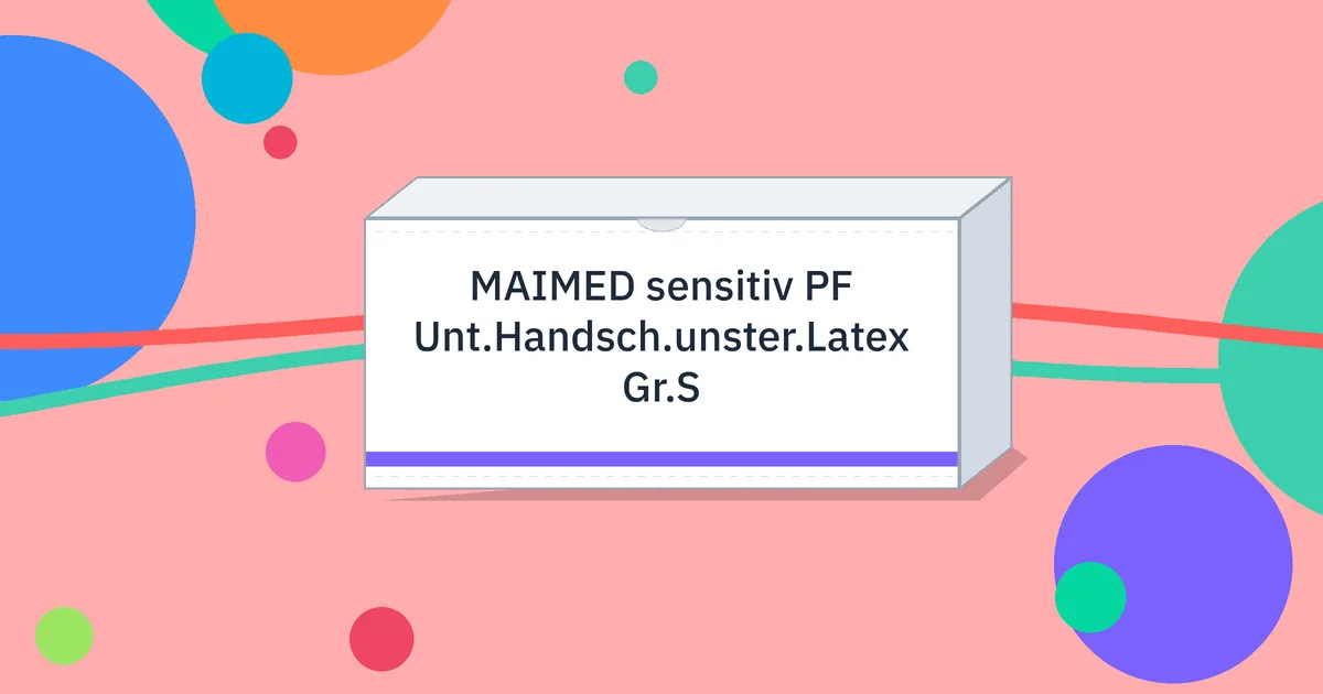 Symbolbild: Packung mit der Aufschrift MAIMED sensitiv PF Unt.Handsch.unster.Latex Gr.S (PZN 02207952) – Verfügbarkeit und Bezug in Apotheken in Frankfurt am Main
