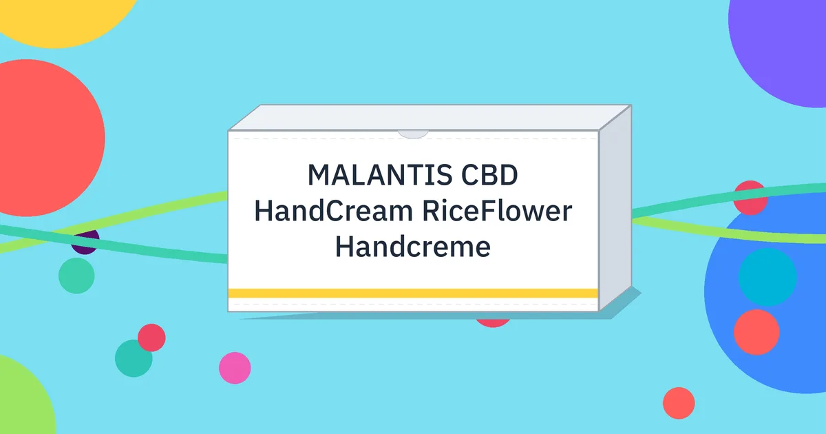 Symbolbild: Packung mit der Aufschrift MALANTIS CBD HandCream RiceFlower Handcreme (PZN 18221581) – Verfügbarkeit und Bezug in Apotheken in Frankfurt am Main