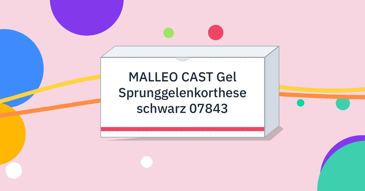 Symbolbild: Packung mit der Aufschrift MALLEO CAST Gel Sprunggelenkorthese schwarz 07843 (PZN 16320416) – Verfügbarkeit und Bezug in Apotheken in Frankfurt am Main
