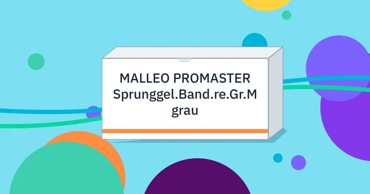 Symbolbild: Packung mit der Aufschrift MALLEO PROMASTER Sprunggel.Band.re.Gr.M grau (PZN 10927100) – Verfügbarkeit und Bezug in Apotheken in Frankfurt am Main