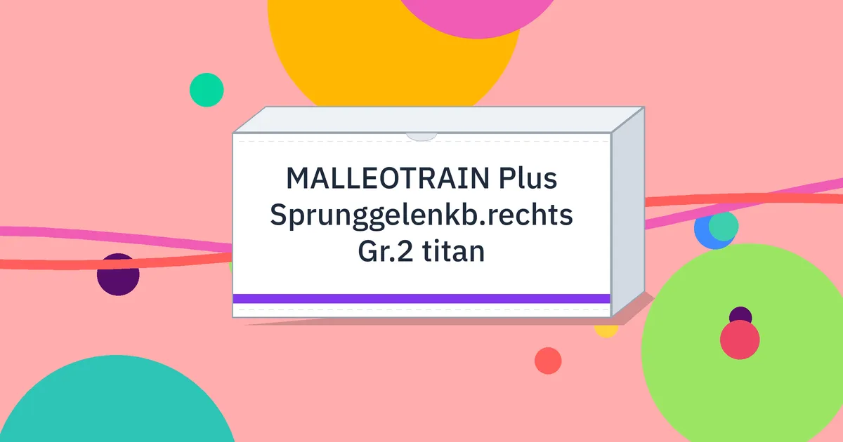 Symbolbild: Packung mit der Aufschrift MALLEOTRAIN Plus Sprunggelenkb.rechts Gr.2 titan (PZN 06908976) – Verfügbarkeit und Bezug in Apotheken in Frankfurt am Main