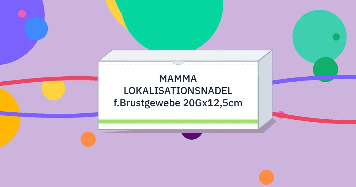 Symbolbild: Packung mit der Aufschrift MAMMA LOKALISATIONSNADEL f.Brustgewebe 20Gx12,5cm (PZN 00285273) – Verfügbarkeit und Bezug in Apotheken in Frankfurt am Main